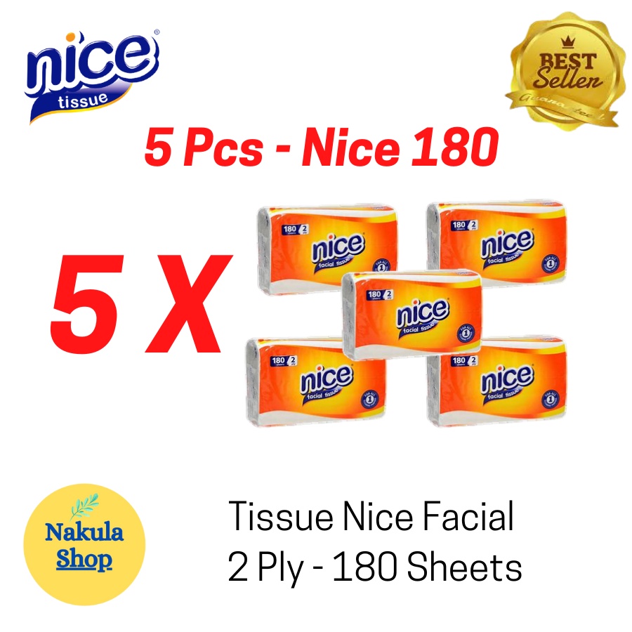 Jual Tissue Tissu Tisu Nice Facial 180 Sheets isi 5 Pack - 2Ply ...