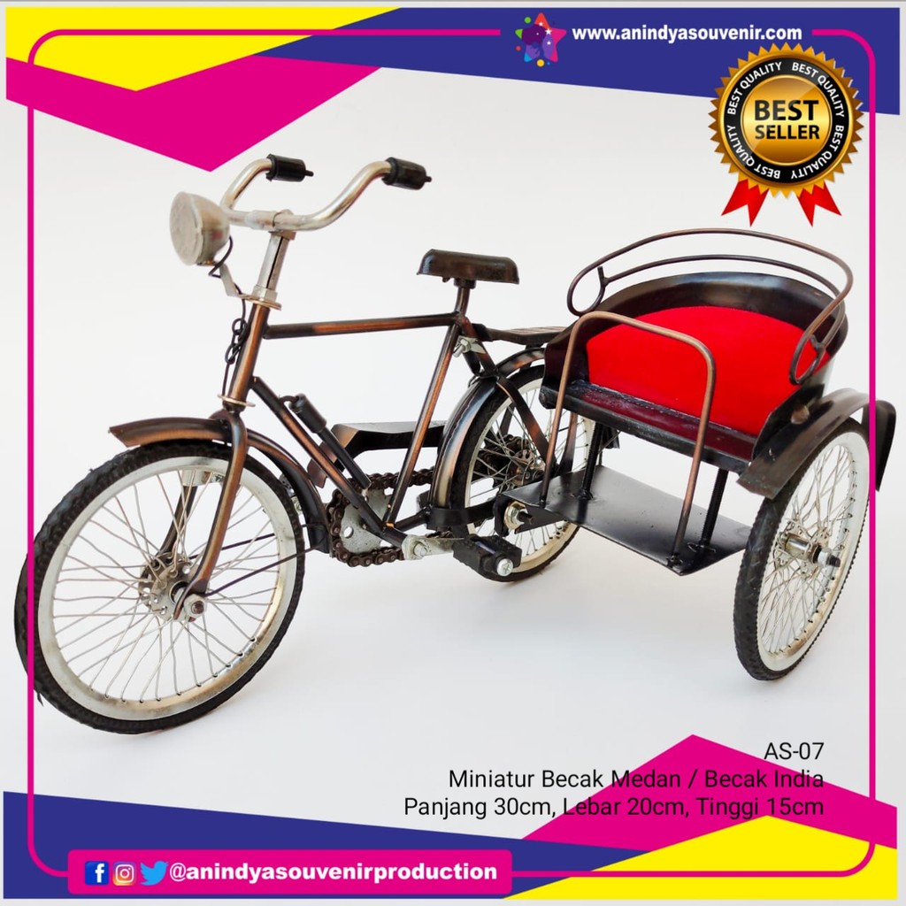 Jual Miniatur Becak Sepeda Ciri Khas Medan | Shopee Indonesia