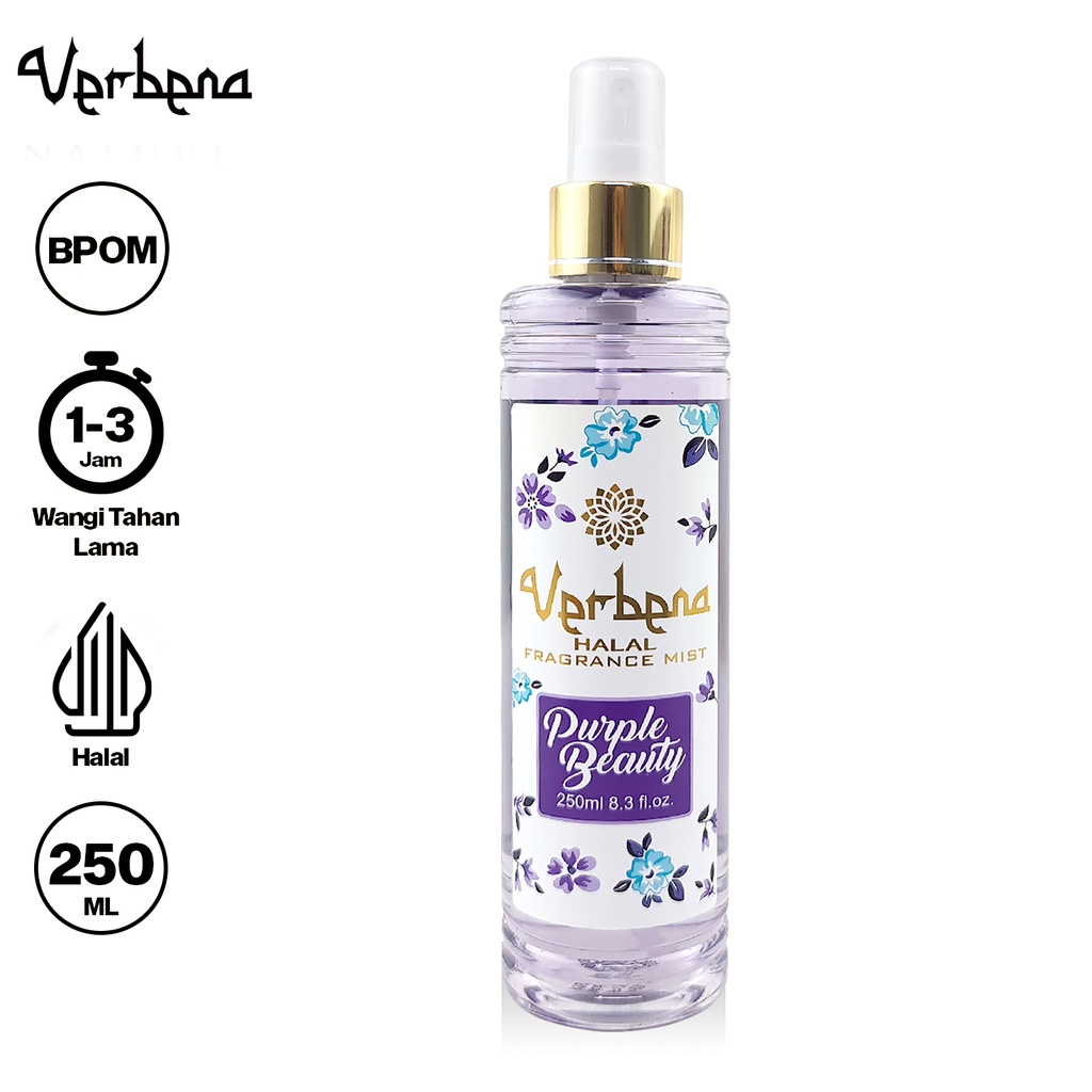 Jual Verbena Halal Fragrance Mist 100 ML & 250 ML Purple Beauty Parfum Badan Wanita Body Mist ...