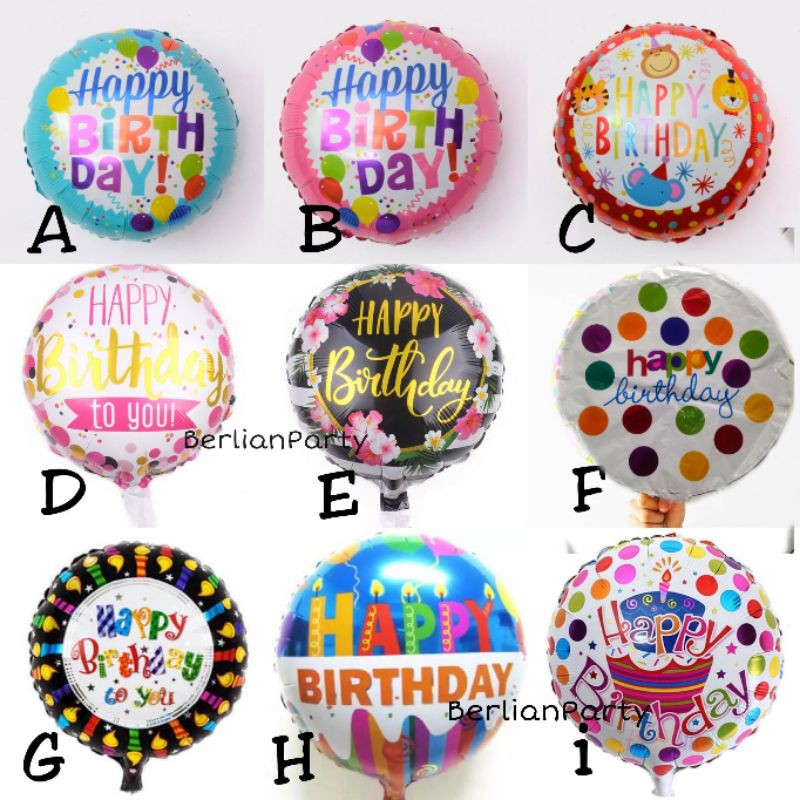 Jual balon foil bulat Happy birthday / aneka balon happy birthday ...