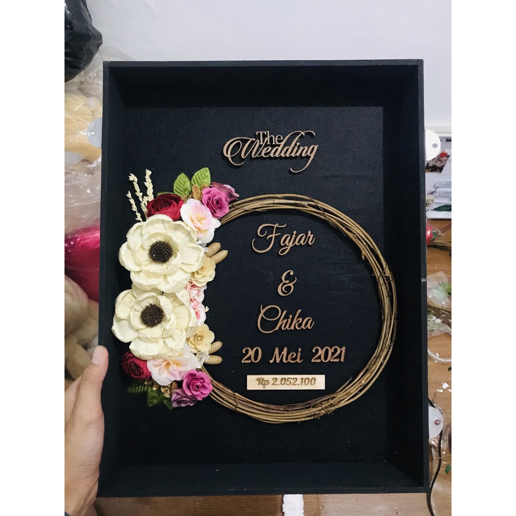 Jual mahar pernikahan wedding sederhana aesthetic rustic 30x40 frame 3d ...