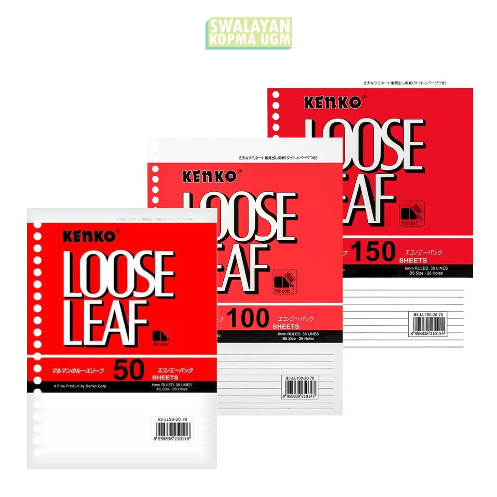 Jual Loose Leaf B5 Kenko Isi File Binder 50 / 100 / 150 Lembar | Shopee ...
