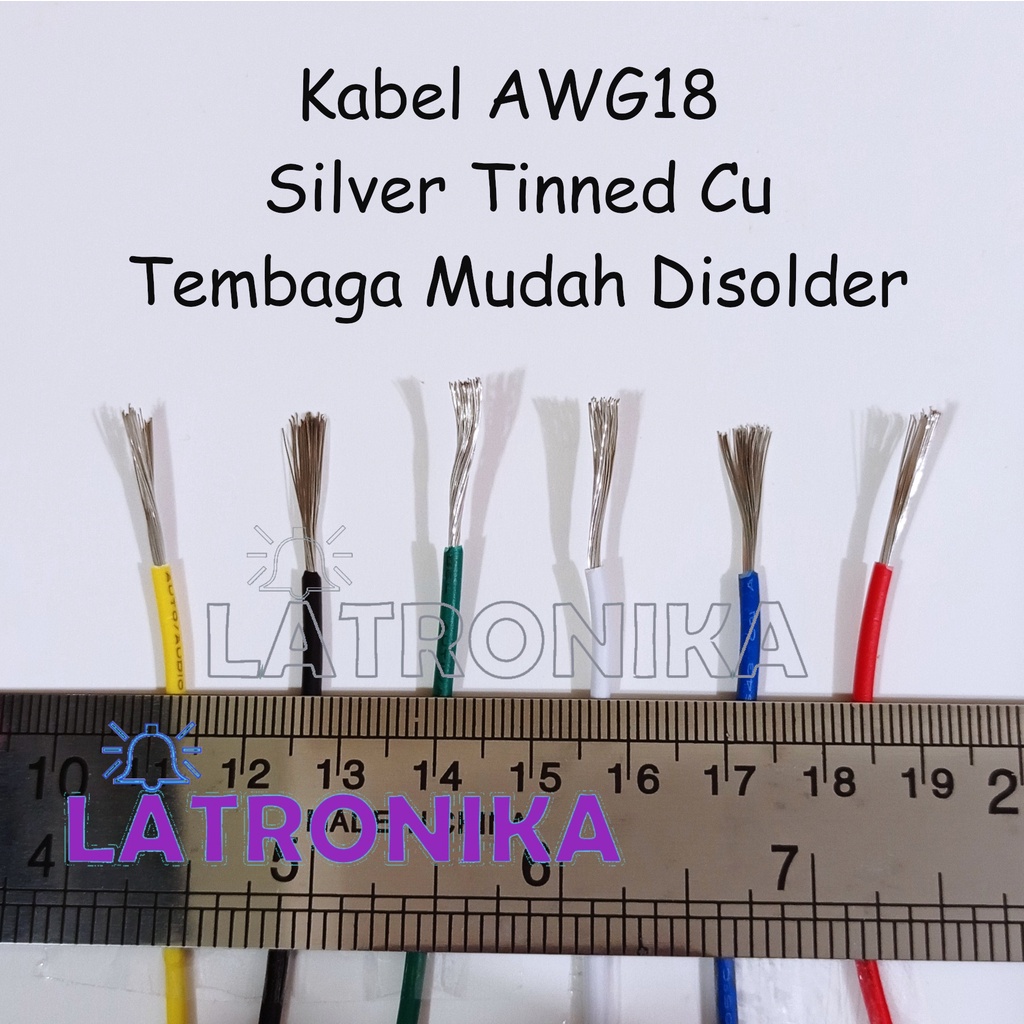 Jual Kabel AWG18 Silver Tinned Cu Tembaga Mudah Disolder Per Meter 18AWG Cable AWG 18 AWG Per M ...