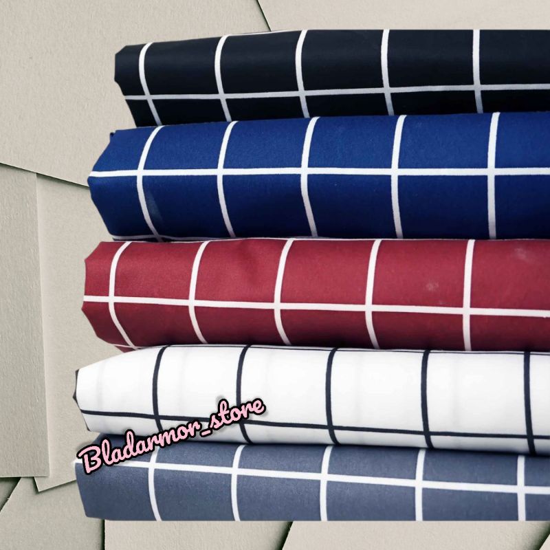 Jual Bahan Kain Sprei Meteran Katun Combed Disperse Microtex Motif Abstrak Kotak Putih Hitam 0.5 ...