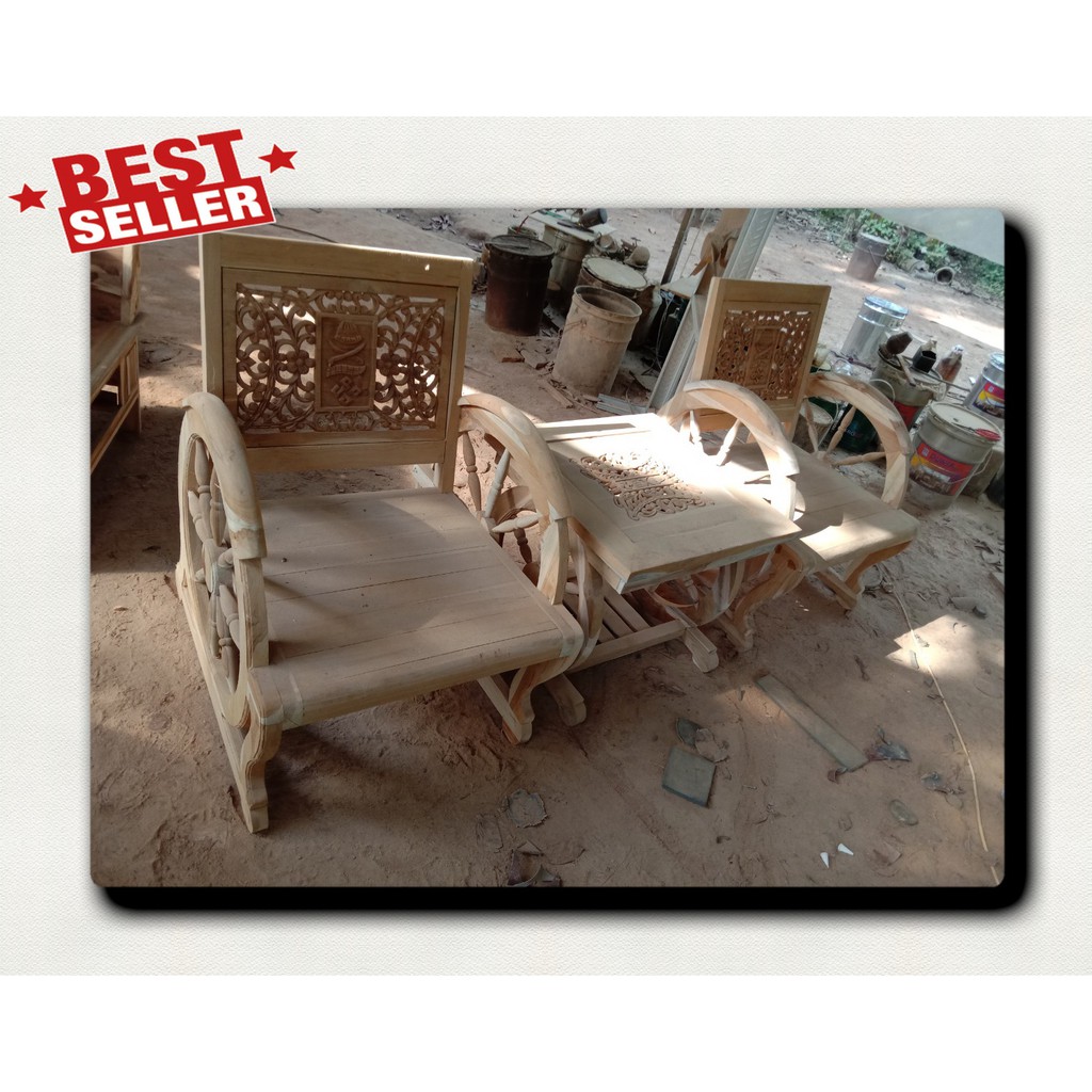 Jual Kursi Teras Jati Roda Dokar Ukir | Shopee Indonesia