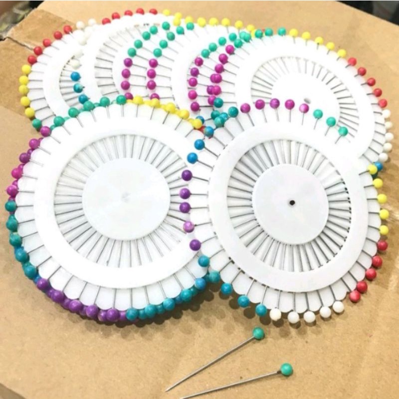 Jual JARUM PENTUL BULAT WARNA WARNI / JARUM PENTUL HIJAB / JARUM PENTUL ...