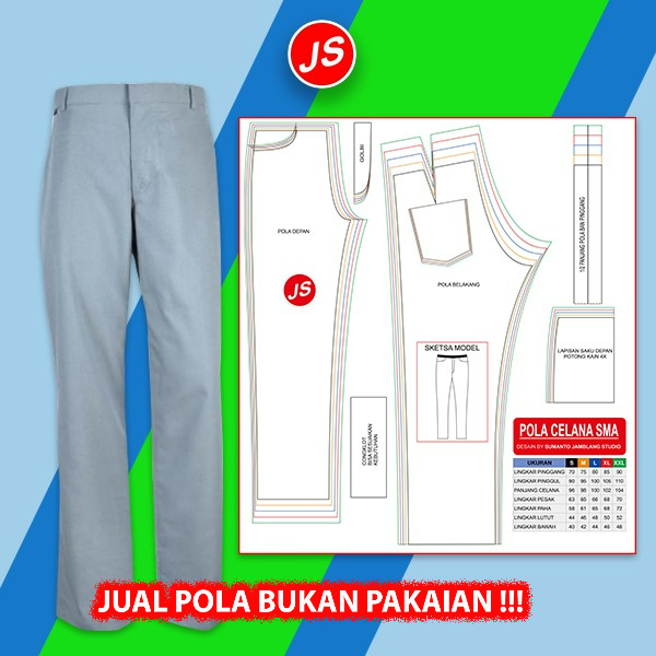 Jual Pola Jiplak Celana SMA [ Pola Baju Jamblang Studio ] | Shopee Indonesia