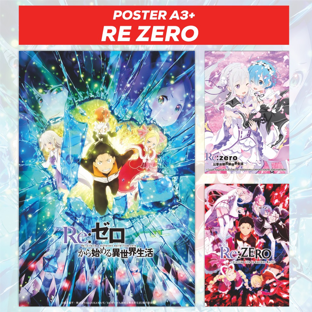 Poster Re Zero Anime Subaru Emilia Rem Ram Puck Roswaal Hiasan Dinding ...