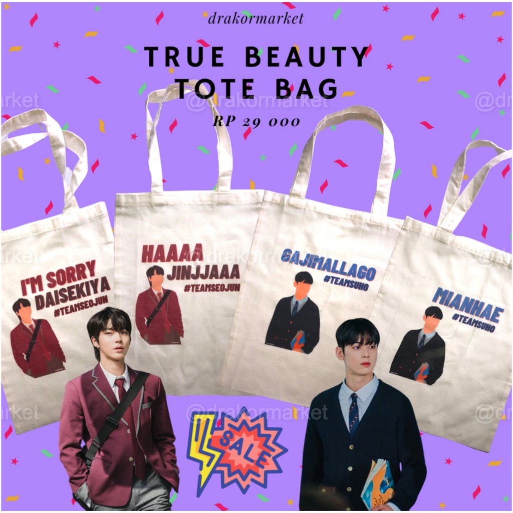 TRUE BEAUTY KIT TOTE BAG TEAM SUHO TIM SEOJUN JUKYUNG CHA EUN WOO HWANG ...