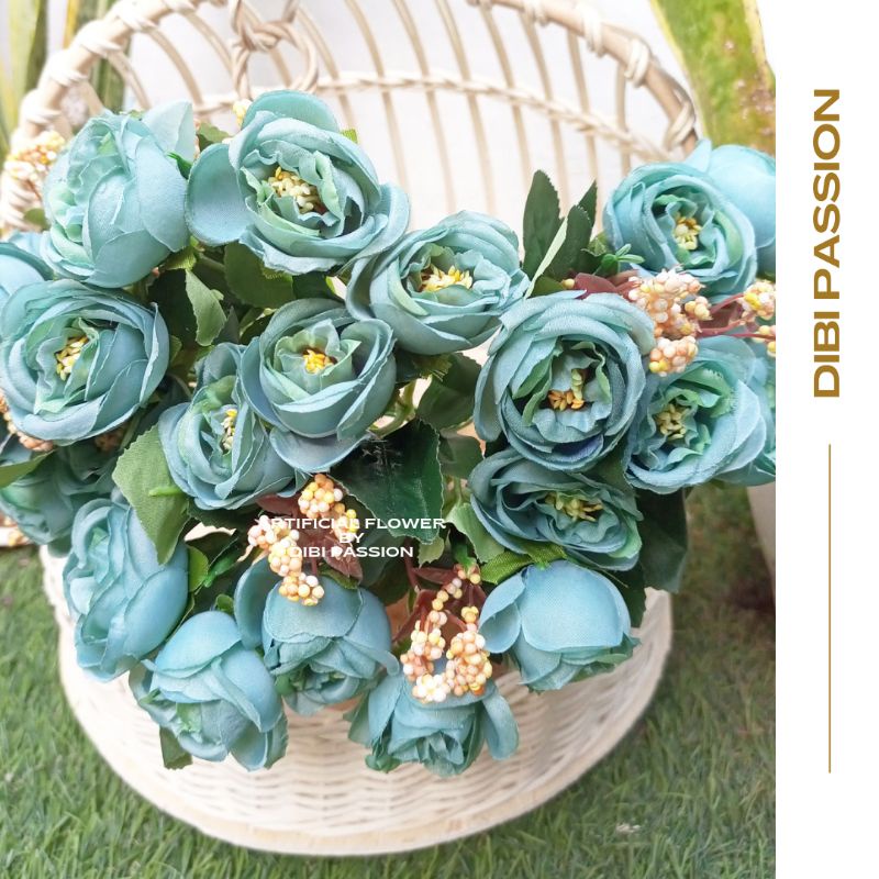 Jual BUNGA ARTIFICIAL CAMILA ROSE BIRU SEDANG | Shopee Indonesia