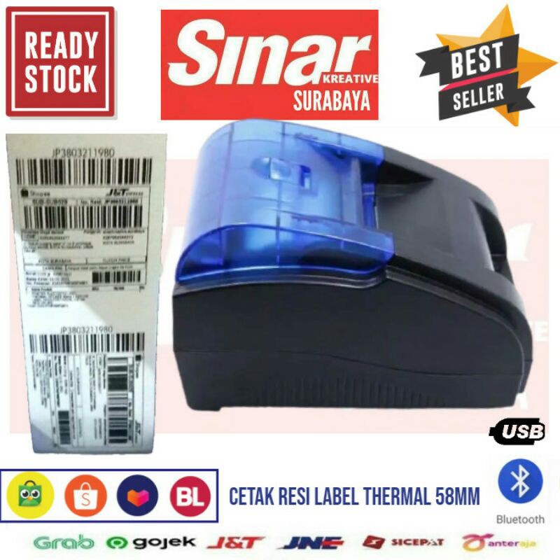 PRINTER BLUETOOTH THERMAL 58MM RPP02 CETAK RESI LABEL DAN STRUK KASIR | Shopee Indonesia