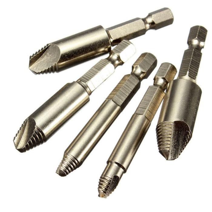 Jual Mata Bor Tap Balik HSS Nickel Screw Stud Bolt Extractor Set 5Pc ...