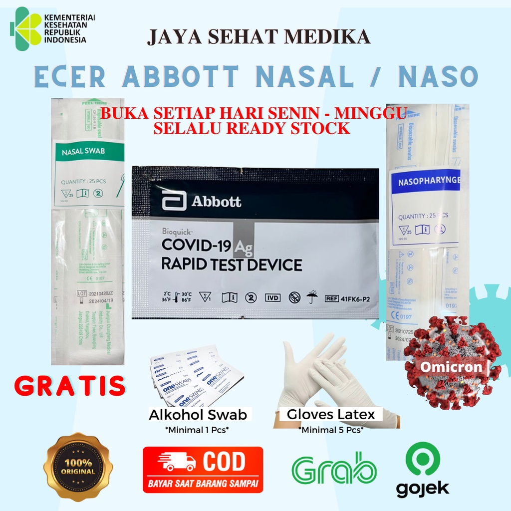 Jual ABBOTT NASO & NASAL Alat SWAB PCR Bioquick Antigen [ECER] | Shopee ...