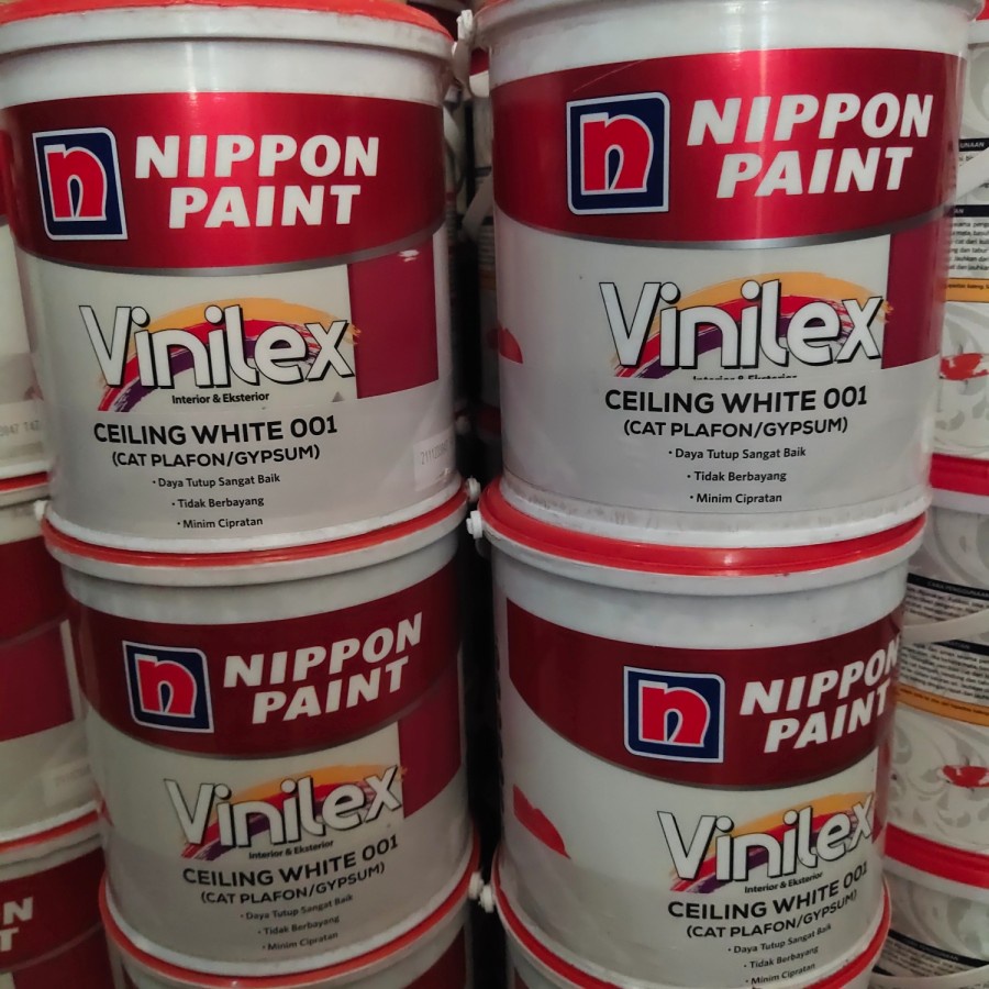 Jual Nippon Paint Vinilex Ceiling 001 WHITE PUTIH / Cat Plafon Grc Gypsum Triplek Tembok / GALON ...