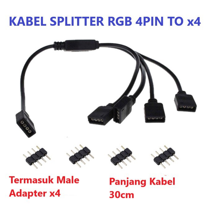 Jual KABEL SPLITTER RGB 4PIN TO x4 LED STRIP FAN FANHUB KIPAS CASING ...