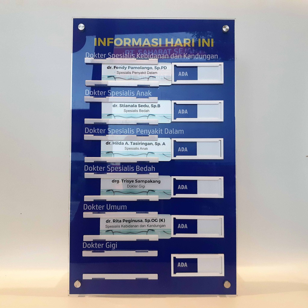 Jual Informasi Kehadiran, Papan Akrilik Informasi Kehadiran, Papan Ada ...