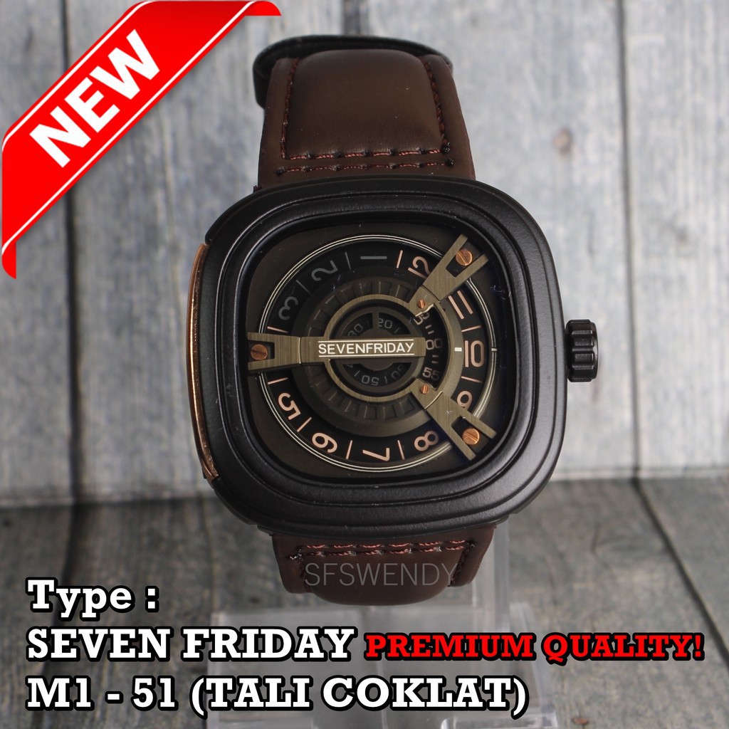 Jual Jam Tangan Sevenfriday Seven Friday Hitam Coklat Tua Bonus Box ...