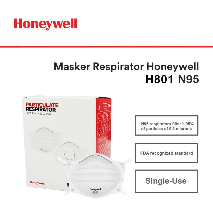 Jual Masker N95 Honeywell H801P Respirator Original - 1 Box isi 20 ...