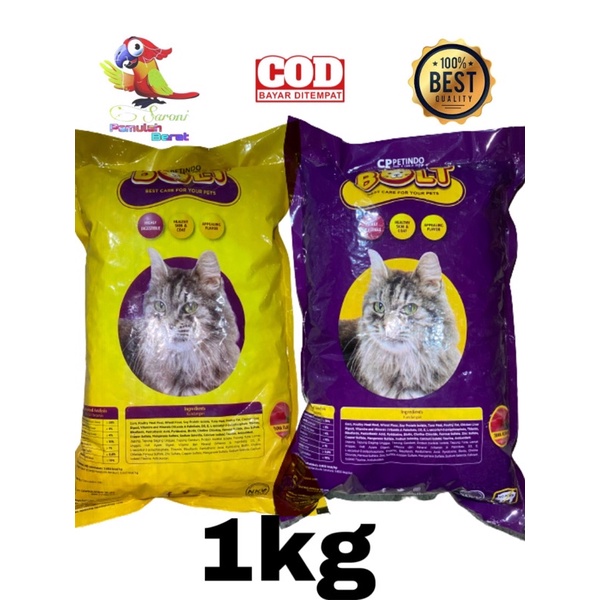 Jual PAKAN KUCING BOLT 1KG 3 MACAM CAT FOOD BOLT PAKAN KUCING BOLT ...