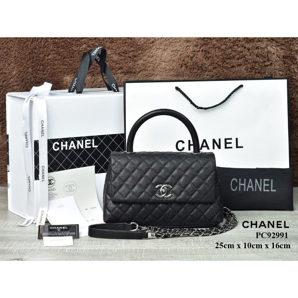 Jual Tas Chanel Coco Handle Caviar Small SHW Full Hitam Premium PC92991 ...