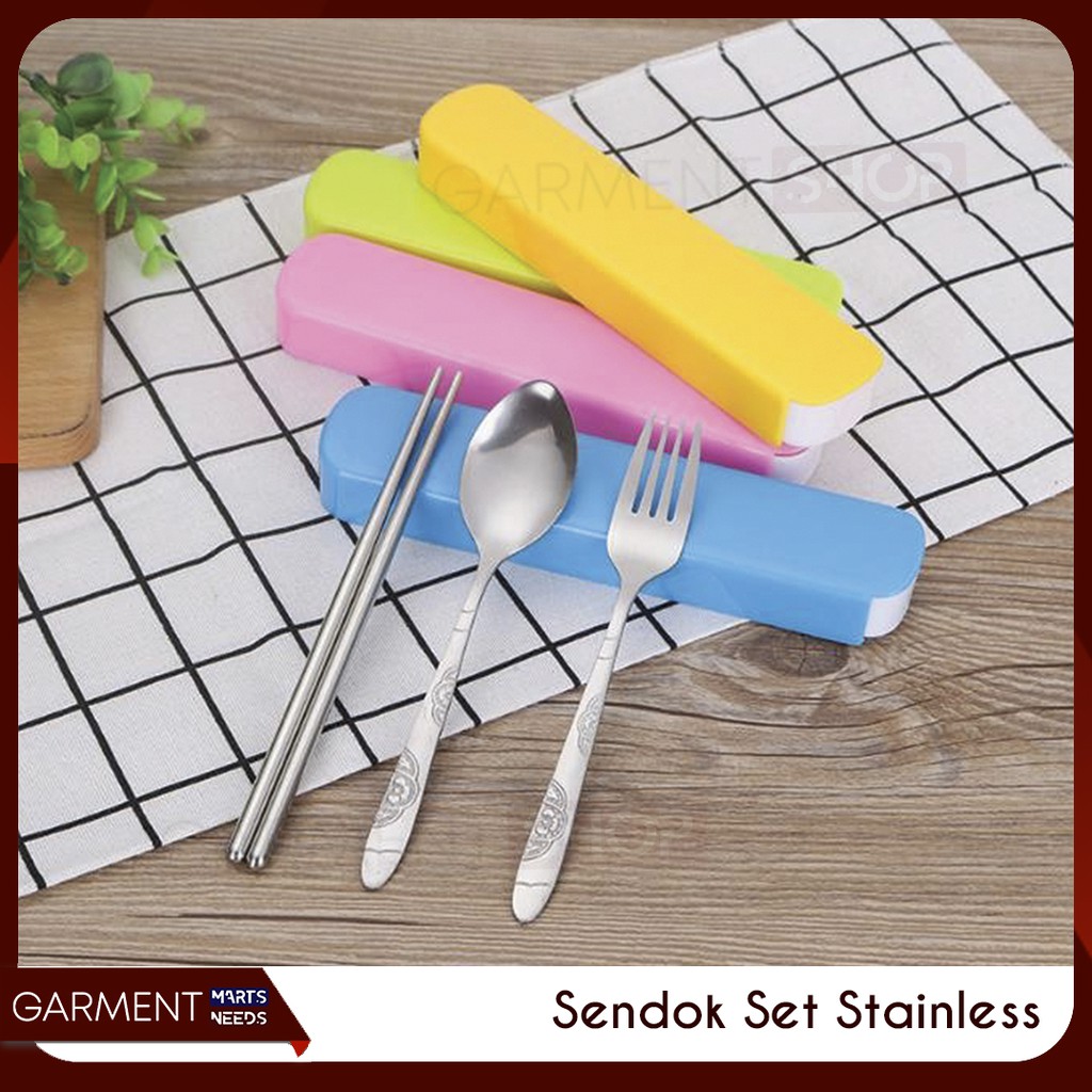 Sendok Set Stainless Steel Alat Makan Sendok Garpu Sumpit Anti Karat ...