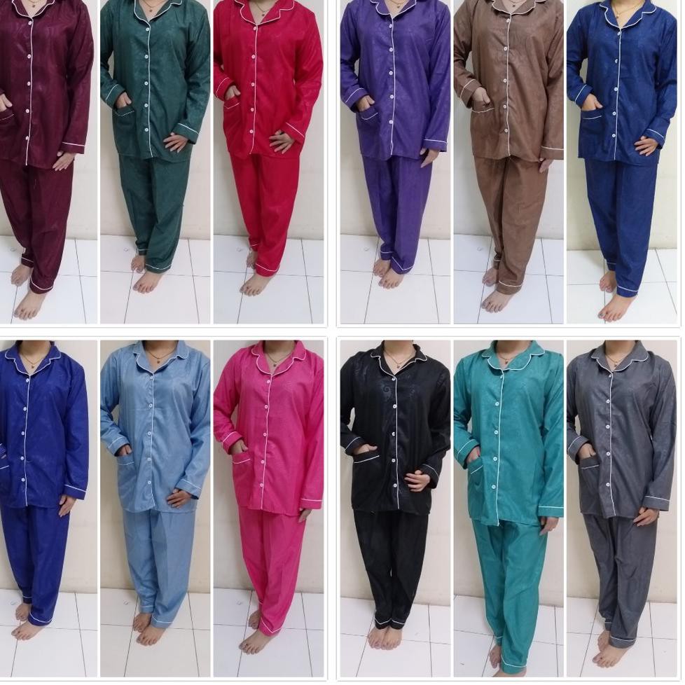 Jual PIYAMA SATIN EMBOS PP /WARNA MAROON/ARMY/MERAH/UNGU/COKLAT/NAVY ...