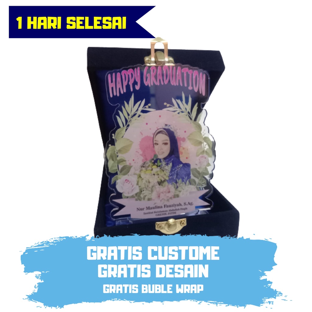 Jual Plakat Akrilik Custom + Box Pelakat Wisuda Hadiah Wedding Vandel ...