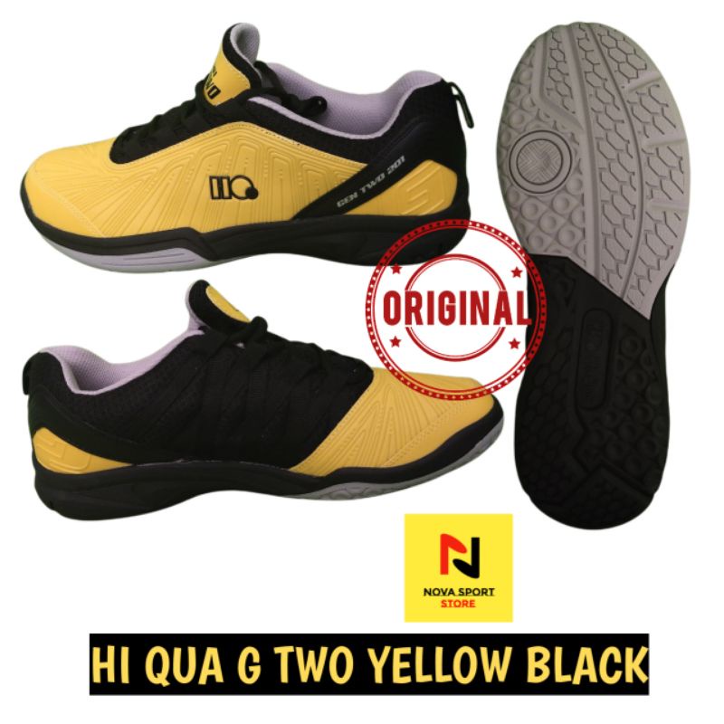 Jual SEPATU BADMINTON HI QUA G TWO YELLOW BLACK | Shopee Indonesia