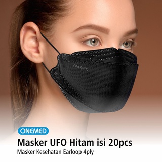 Jual Masker UFO hitam Onemed 4ply 20pcs/ masker medis 3D OneMed UFO ...