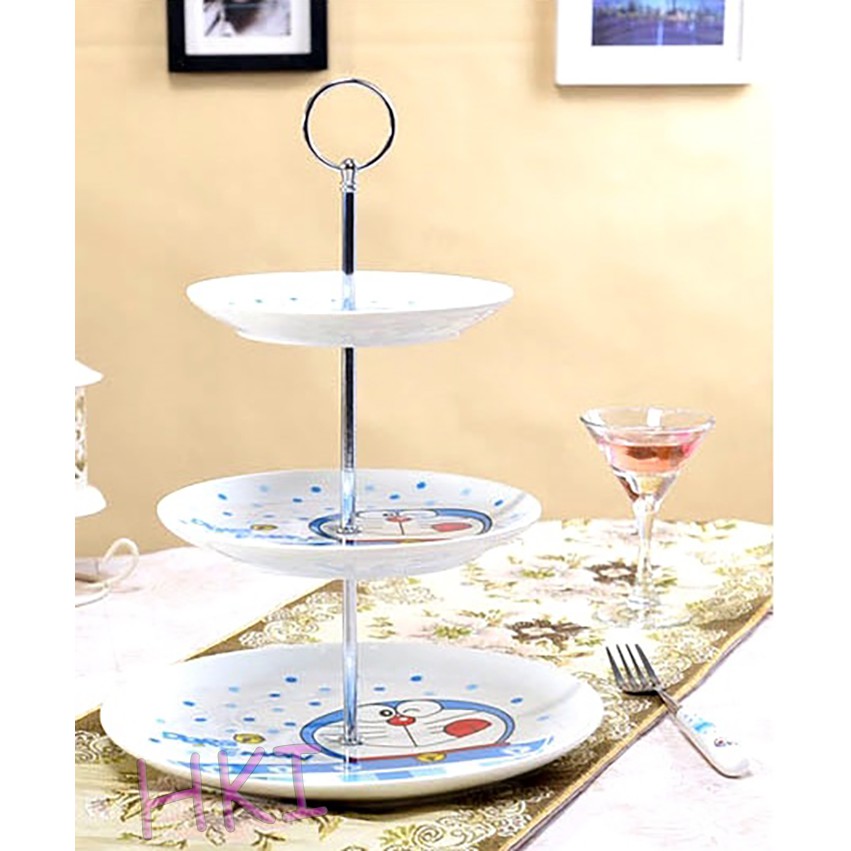 Jual Piring Snack/Piring Kue Susun 3 Keramik Doraemon Indonesia|Shopee ...