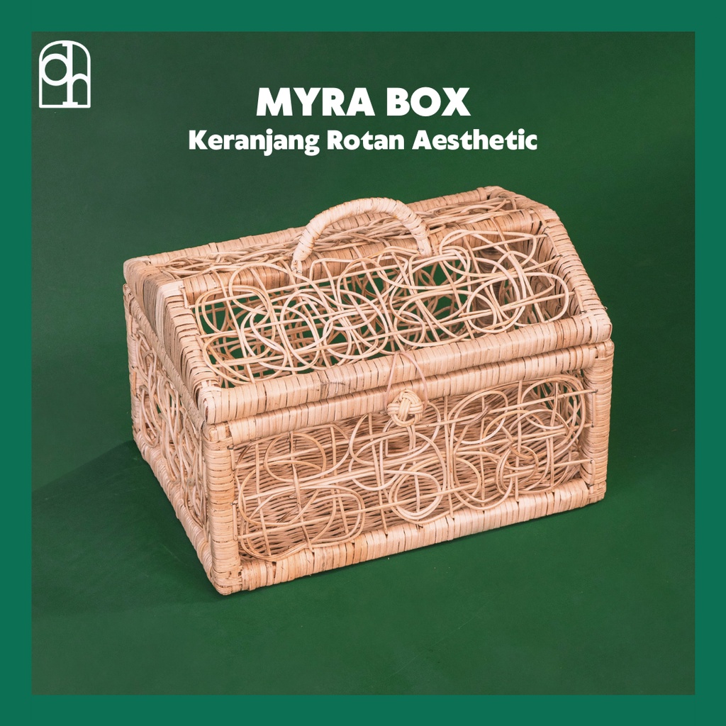 Jual Kotak Rotan Serbaguna MYRA / Keranjang Rotan Tutup Aesthetic ...