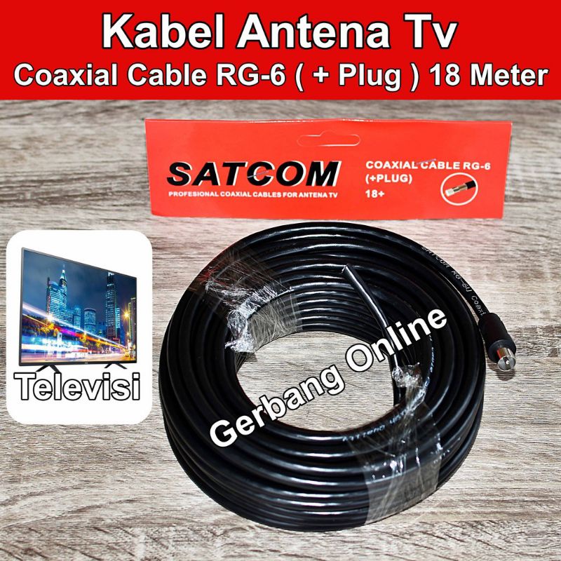 Jual Kabel Antena Tv Satcom coaxial cable+Rj6 18 meter | Shopee Indonesia