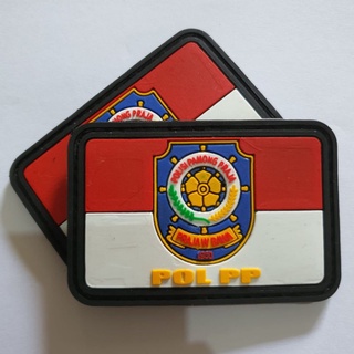 Jual patch rubber logo pol pp dasar merah putih - satpol pp - polisi ...