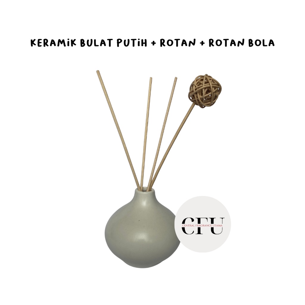 Jual Bundling Keramik Bulat Putih Multifungsi + Rotan + Rotan Bola ...