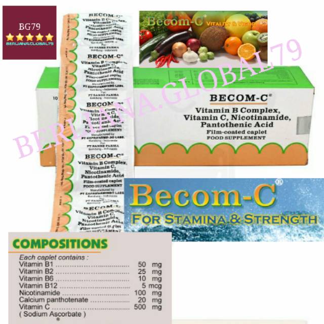 BECOM C PER CAPLET MULTIVITAMIN & MINERAL PLUS VIT C 500 | Shopee Indonesia