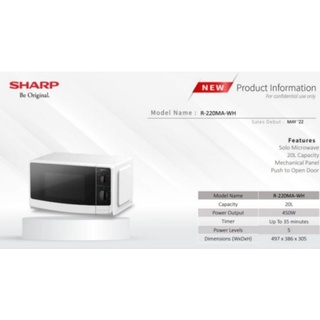 Jual Microwave SHARP R -220 MAWH 20Liter Low Watt | Shopee Indonesia