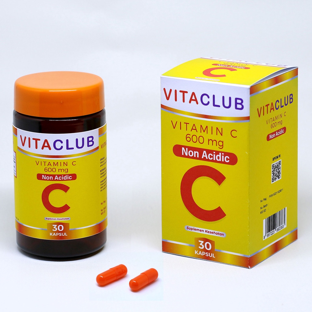 Jual VITACLUB VITAMIN C 600 NON ACIDIC KEMASAN BOTOL ISI 30 KAPSUL ...
