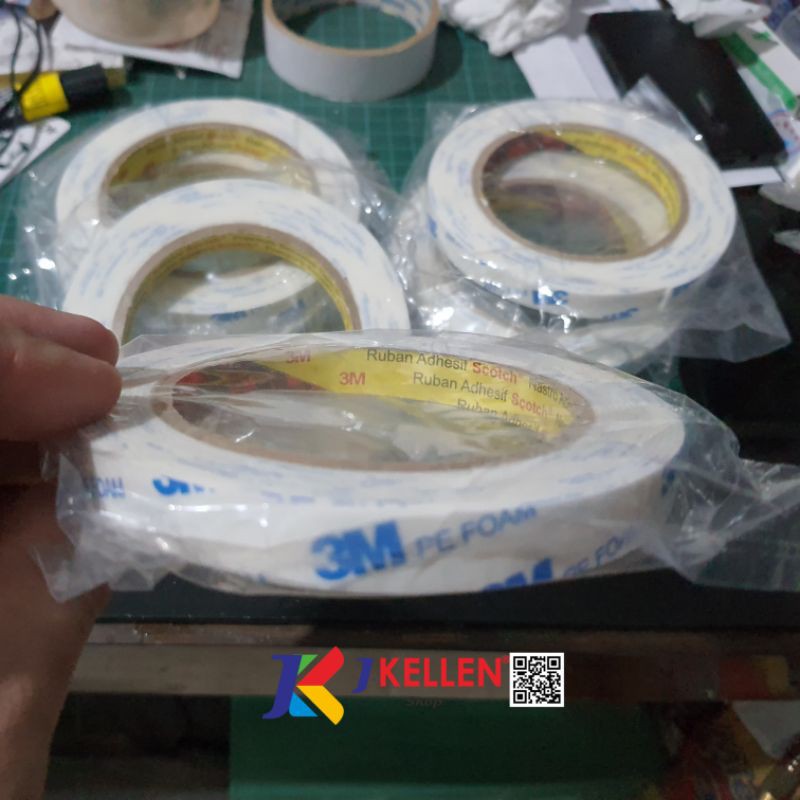 Jual Double Tape 3M PE Foam White Doble Tip Busa Putih 12mm x 4meter ...