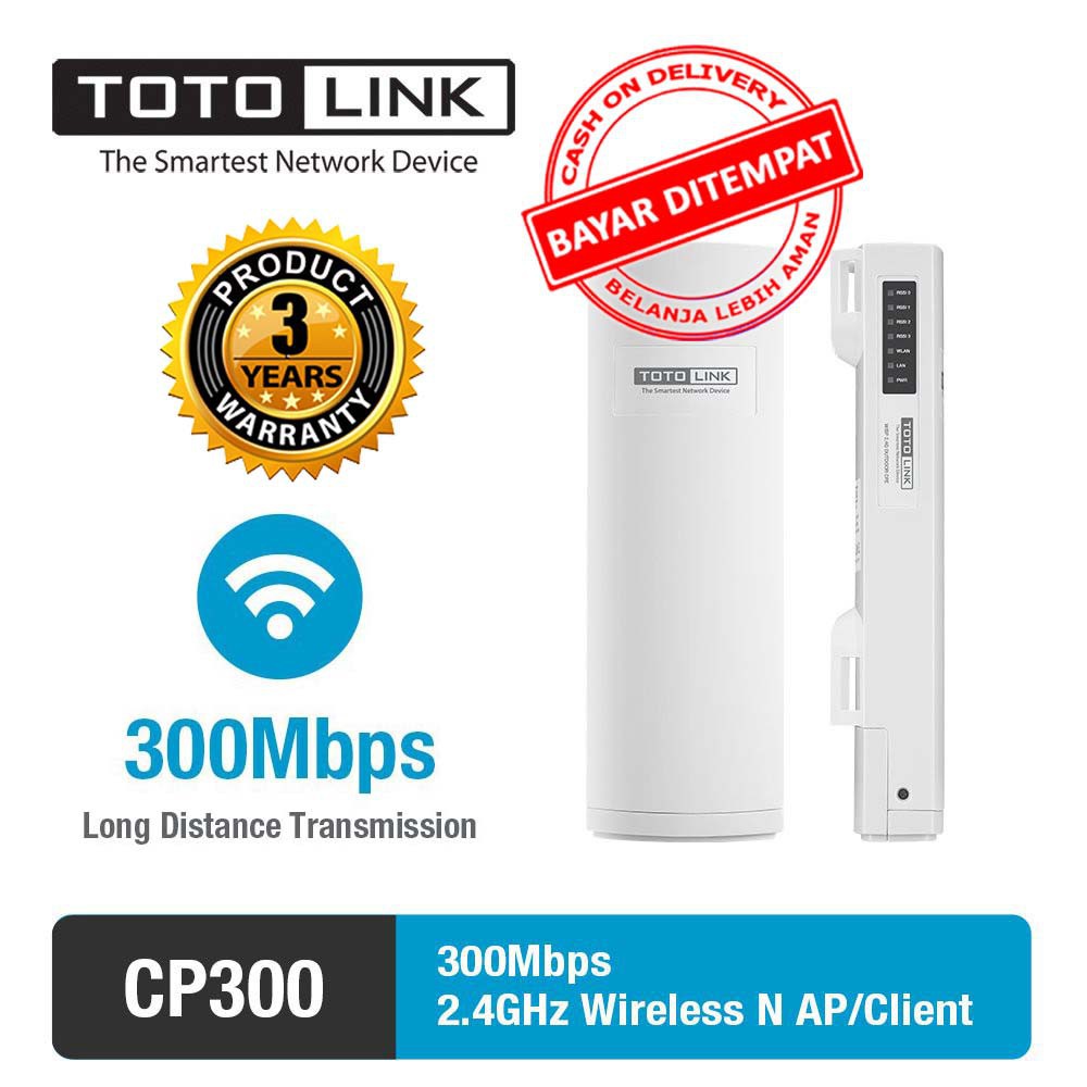 Jual ROUTER TOTOLINK CP300 WIRELESS OUTDOOR POINT TO POINT 300Mbps 2.4GHz LONG RANGE | Shopee ...