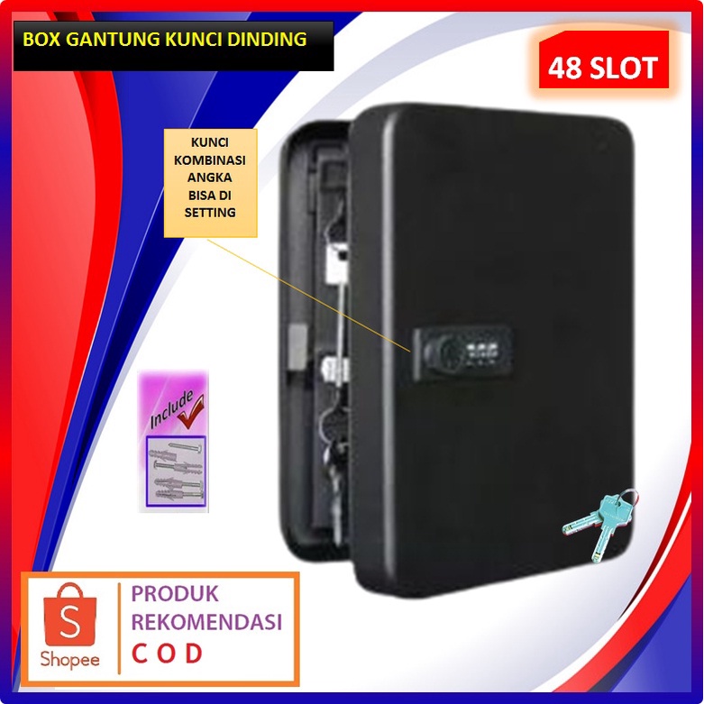 Jual BOX Gantungan kunci Besi isi 48 Slot Key Box dinding Cantelan ...