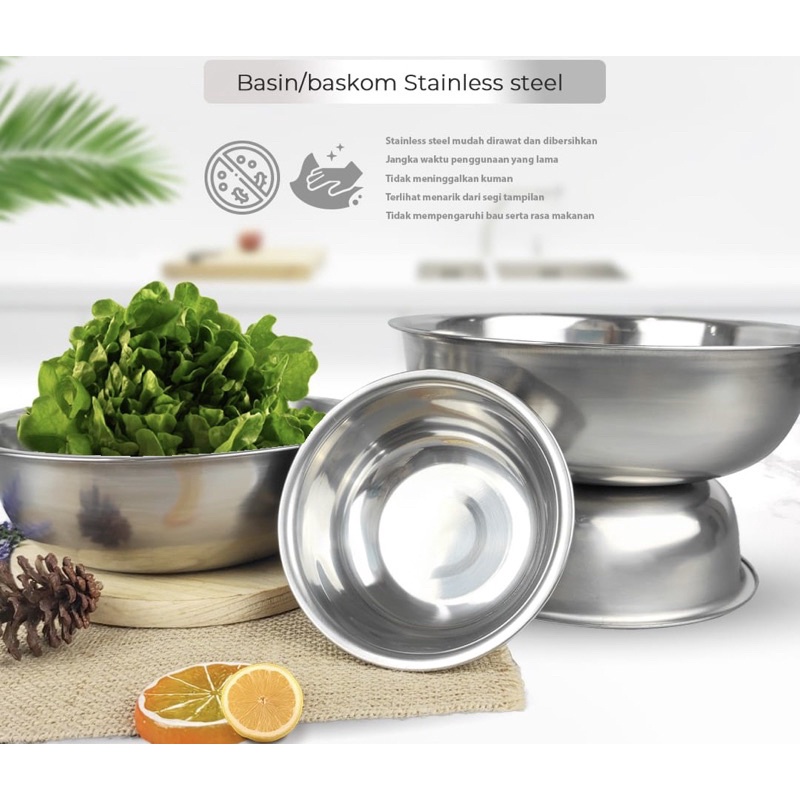 Jual Baskom/Mangkok Stainless Serbaguna Kobokan UK 14cm -28cm | Shopee ...