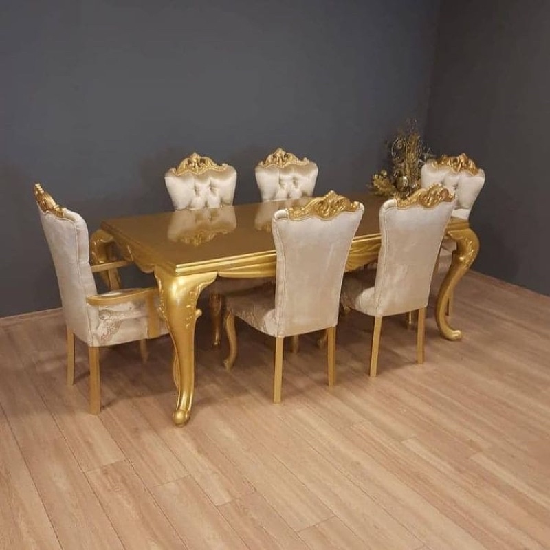 Jual SET MEJA MAKAN LUXURY 6 KURSI. SET MEJA MAKAN UKI GOLD MEWAH ...