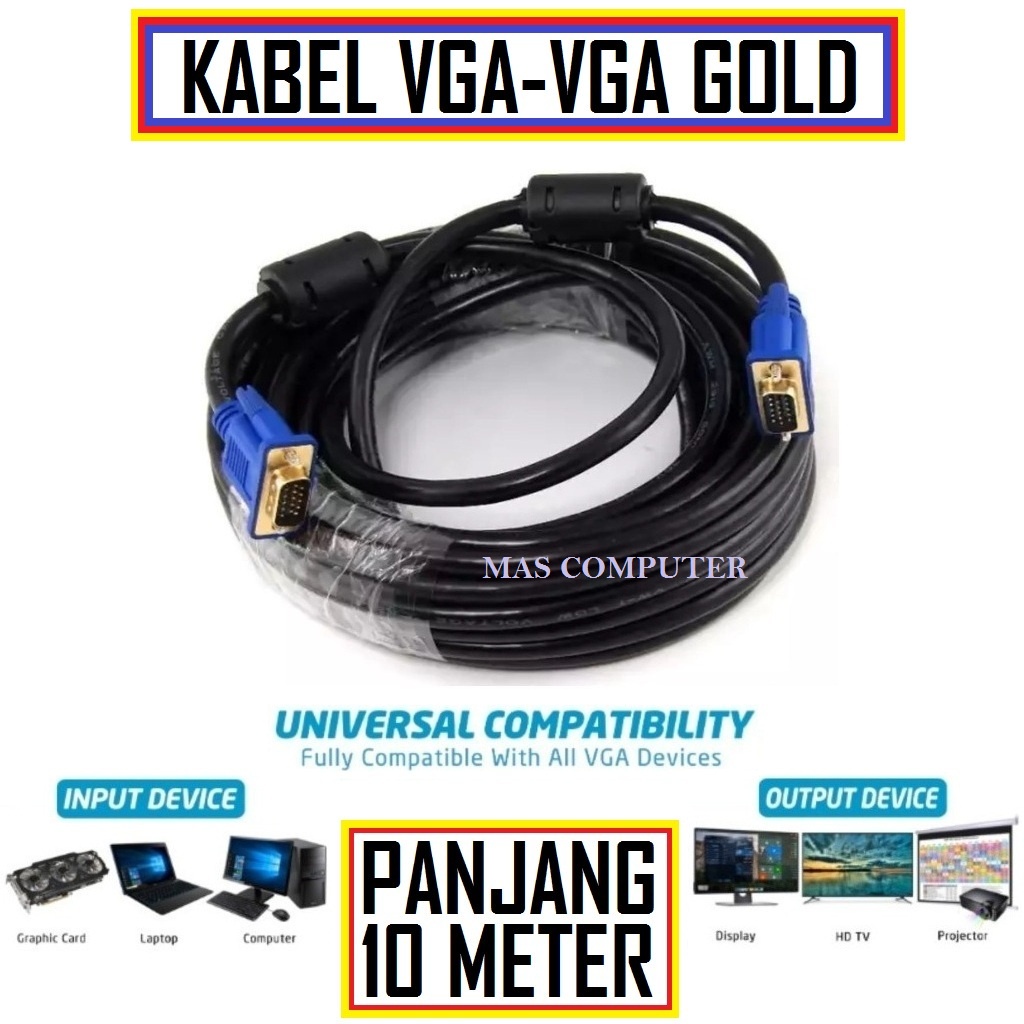 Jual Kabel VGA 10Meter Gold / Kabel VGA 10Meter / Kabel Vga 10M / Kabel VGA TO VGA 10 Meter ...