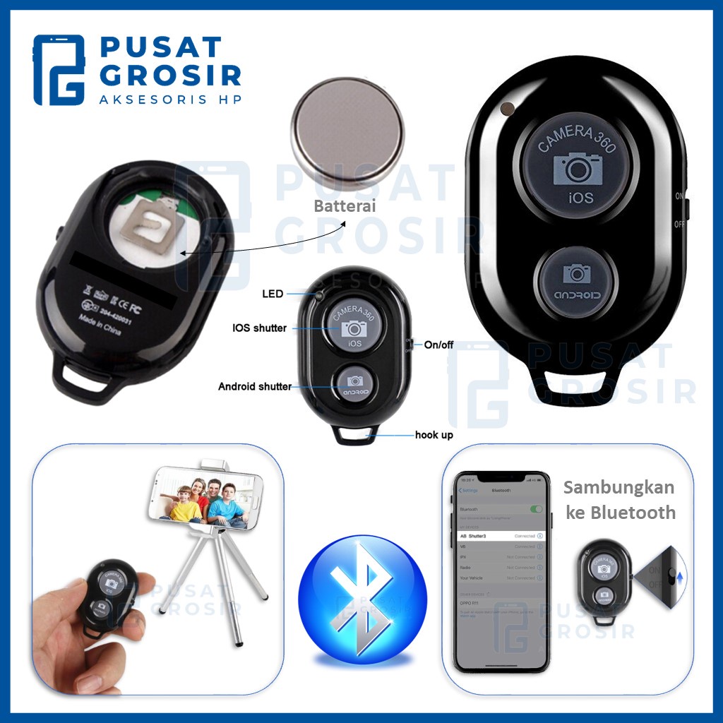 Jual Remote selfie Bluetooth Tomsis Wireless kamera Hp cocok untuk IOS ...