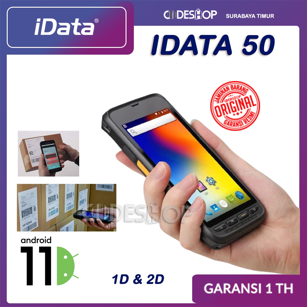 Jual MOBILE SCANNER PDA IDATA 50 ANDROID 10 ORIGINAL GARANSI RESMI SCANNER GUDANG PABRIK SCANER ...