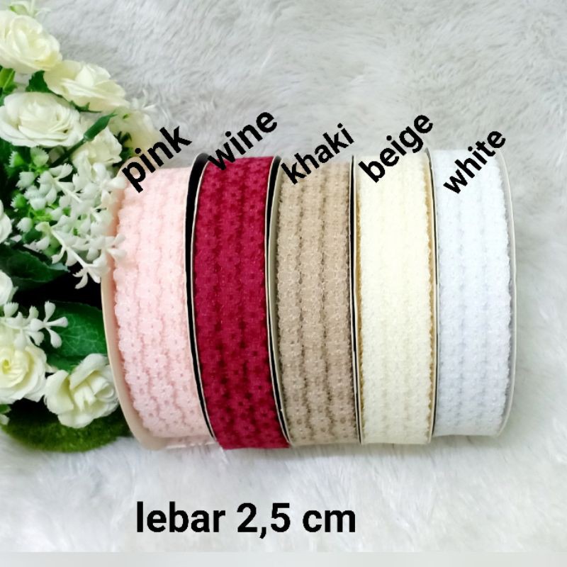 Jual Pita Renda Korea bunga tiga baris size 2,5 cm per 1 yard =90 cm ...
