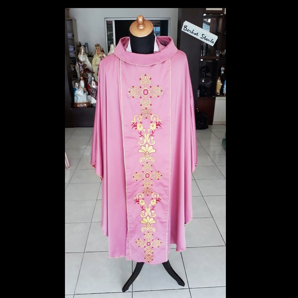 Jual Jubah Imam Katolik/Kasula Pastor/Kasula Bordir D8 Salib Krah ...
