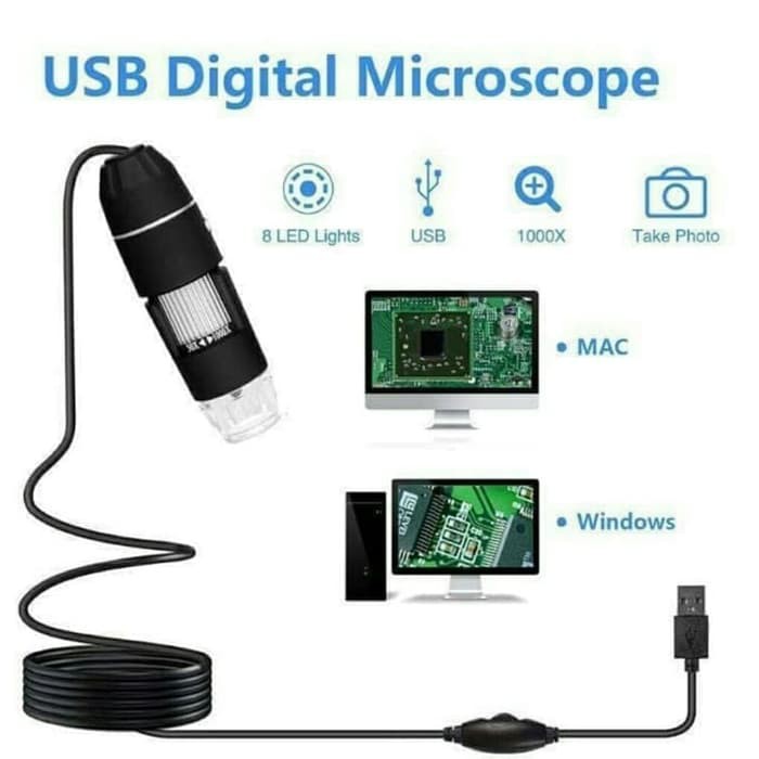 Jual Jual Mikroskop 1000 X Digital Usb +8 Led Microscope Servis Hp ...