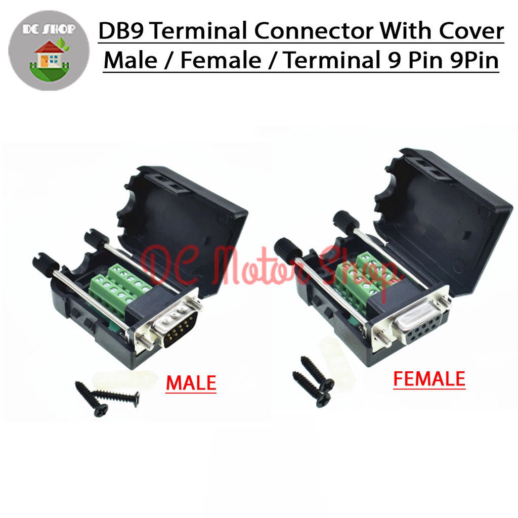 Jual DB9 Terminal Connector With Cover Male / Female / Terminal 9 Pin ...