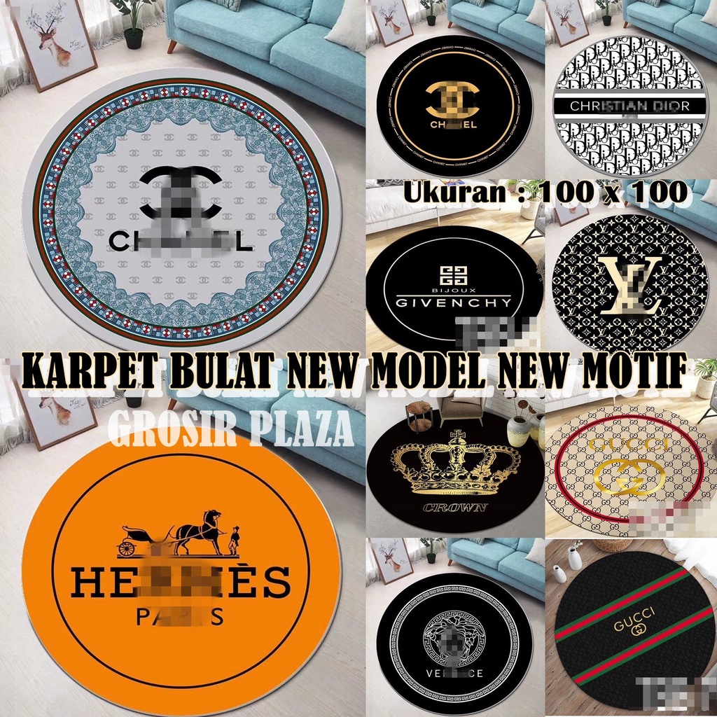 Jual Karpet Bulat Motif Karpet Lantai Dekorasi Ruangan Diameter 1 Meter ...
